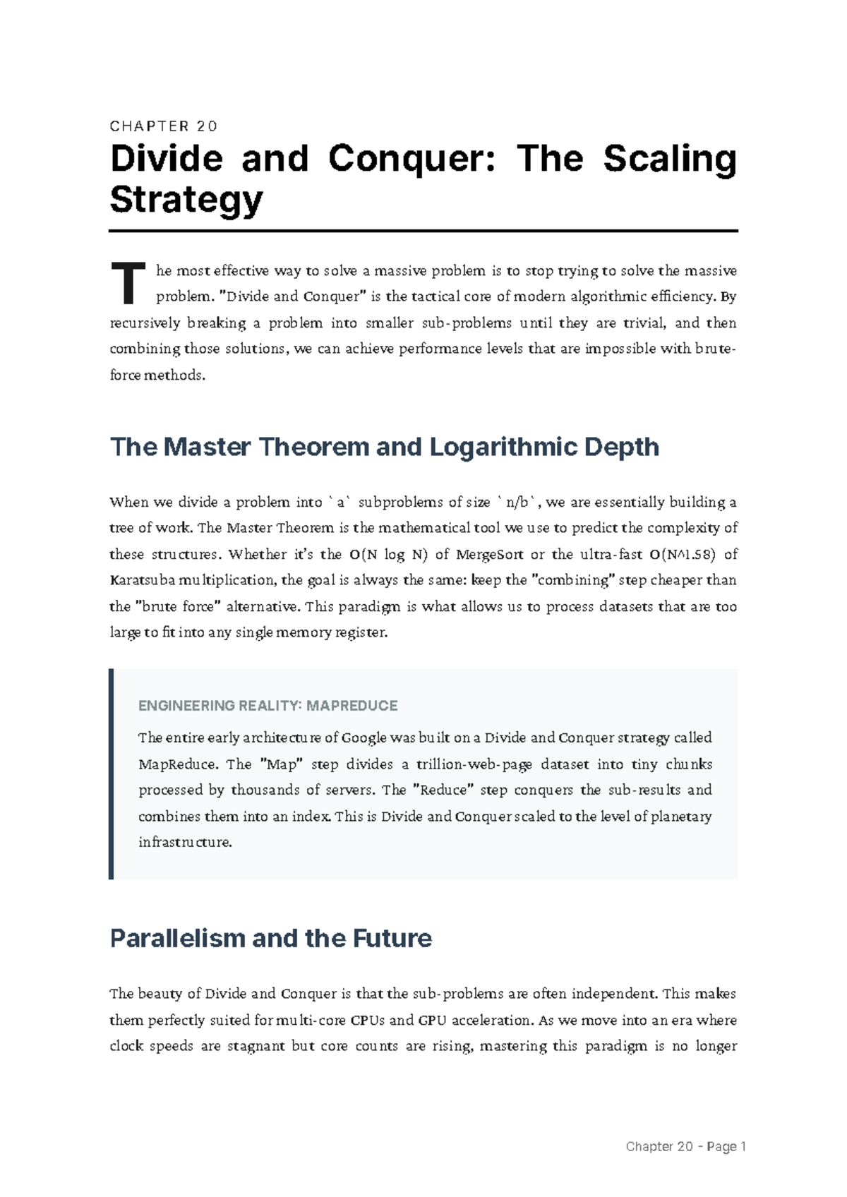 CHAPTER 20: Divide and Conquer - Scaling Strategies in Algorithms - Studocu