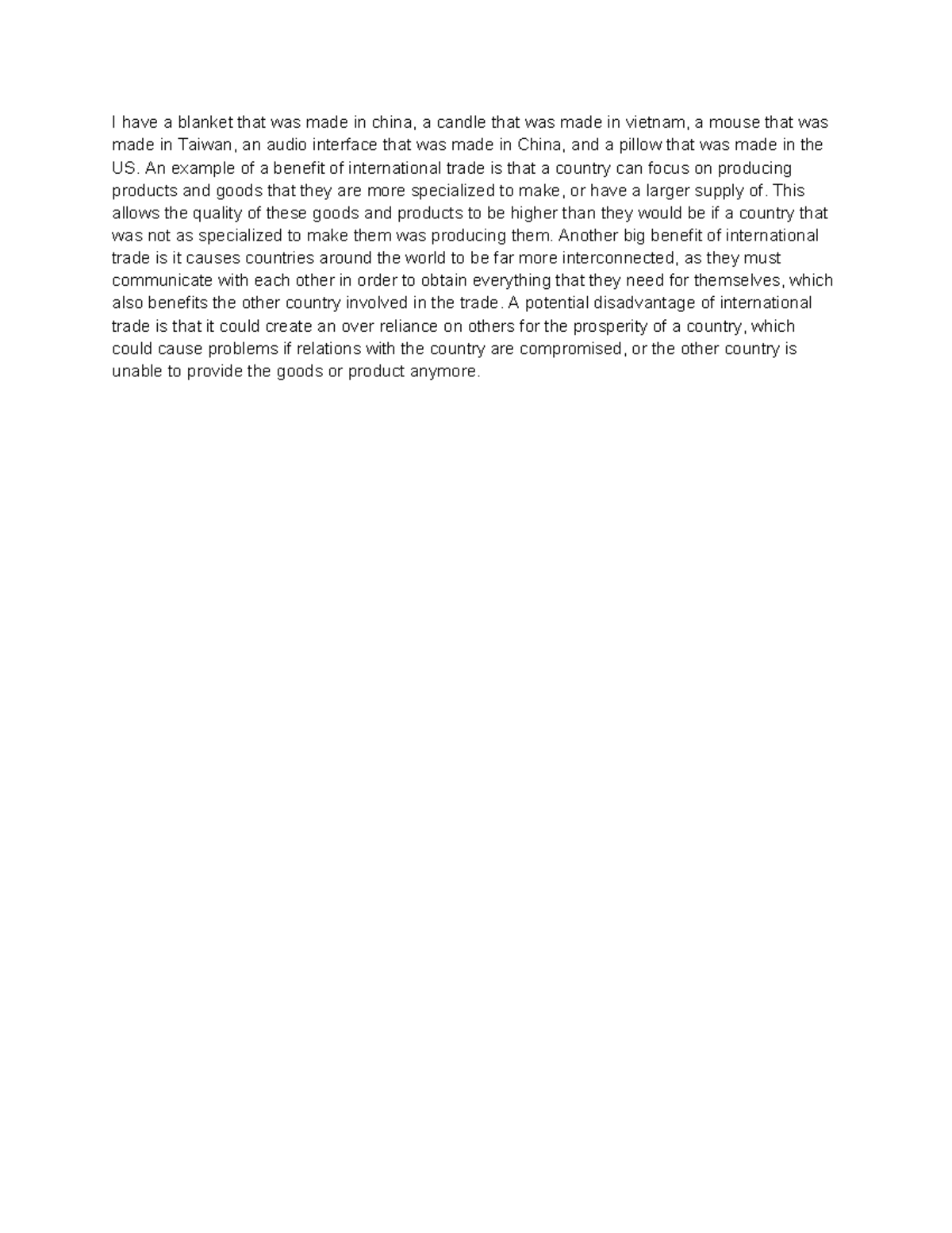 INTL 101: Module 2 Lesson 4 Activity - Benefits of International Trade ...