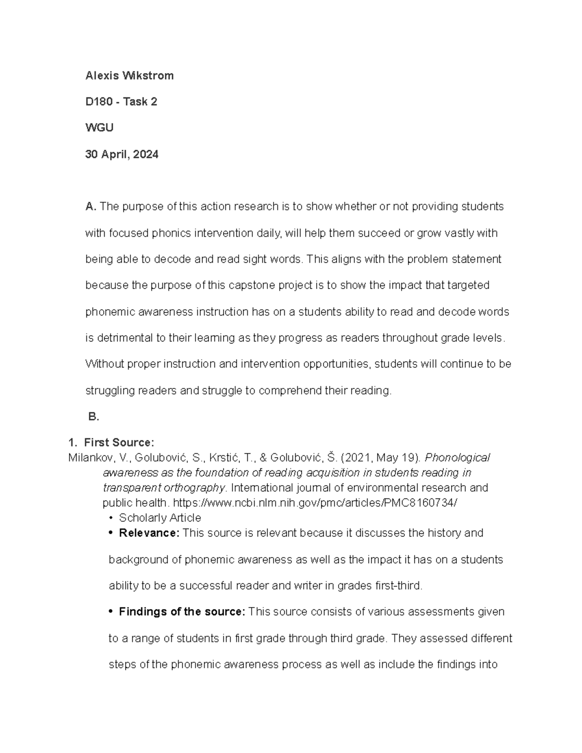 D180 - Task 2: Impact of Phonics Intervention on Reading Skills - Studocu