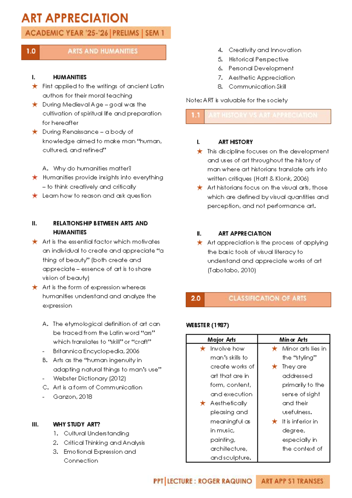 Art Appreciation Notes: Understanding the Relationship Between Arts and ...