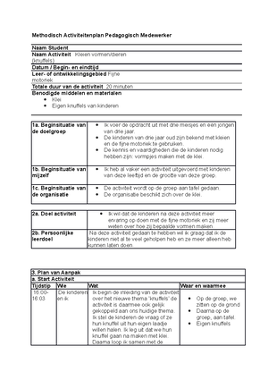 Methodisch activiteitenplan voor kinderopvang - Methodisch ...