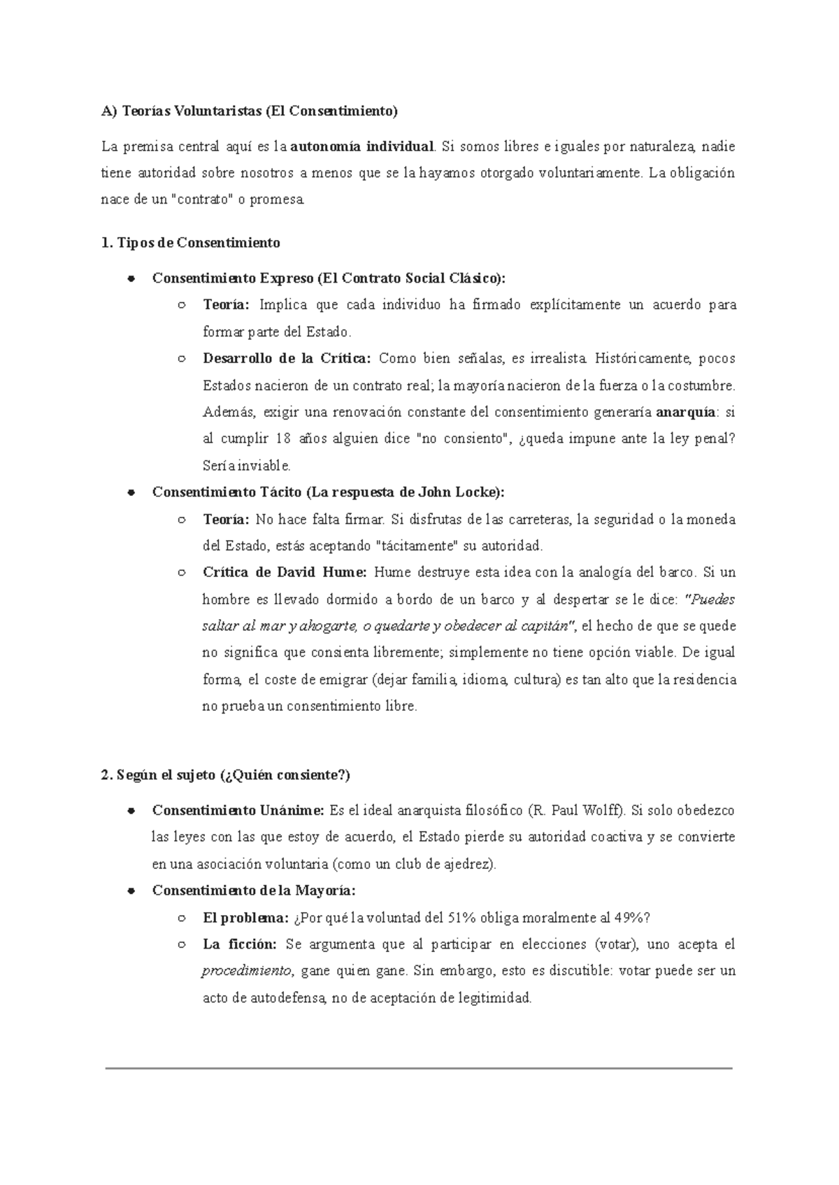 Filosofía - Apuntes sobre Teorías del Consentimiento y Justicia - Studocu