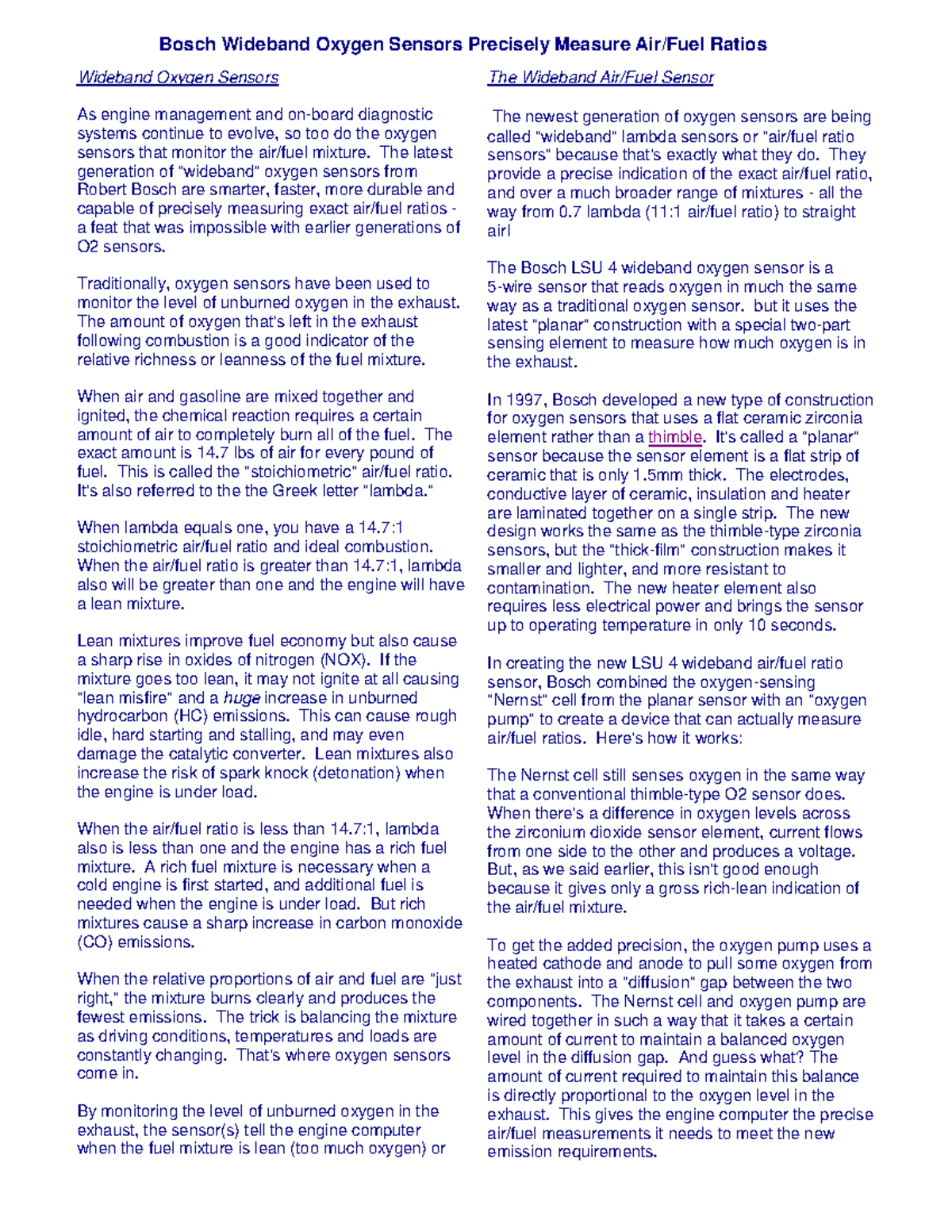 Oxygensensor 3 - 0xygen sensor wiring - Wideband Oxygen Sensors As ...