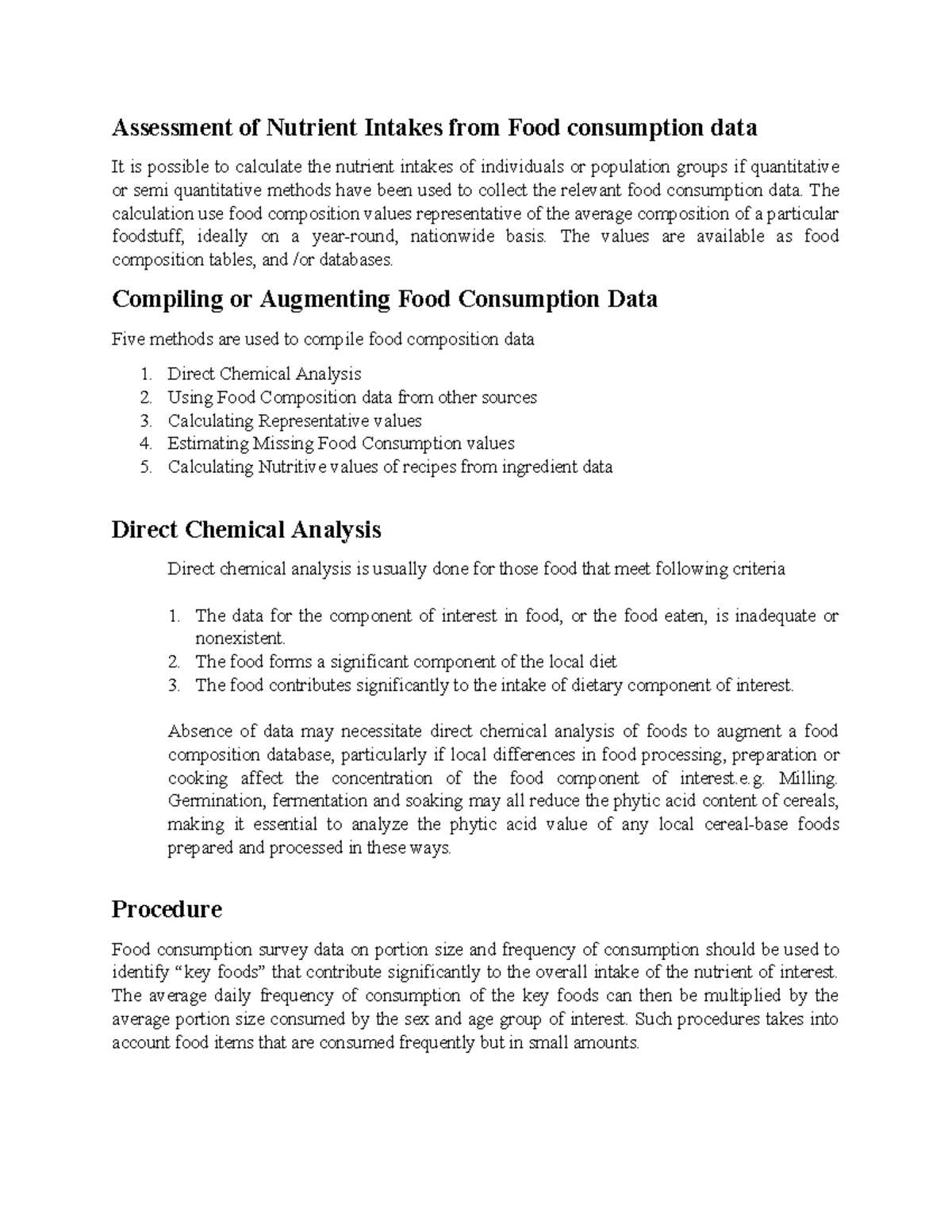 Chapter 4: Assessment of Nutrient Intakes from Food Consumption Data ...