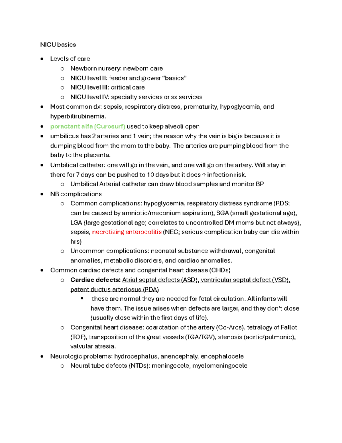 NICU Basics: Levels of Care and Common Complications (NICU 101) - Studocu