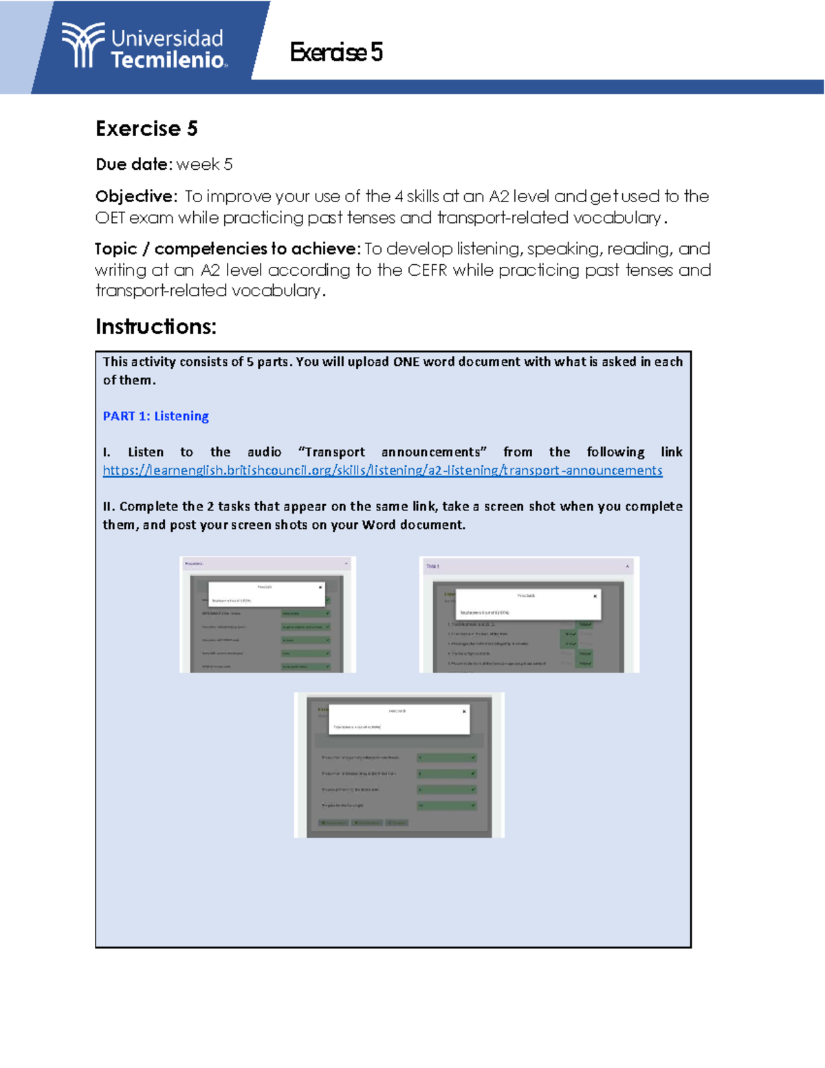 Exercise 5 - A2 Level Skills Practice for OET Exam - Studocu