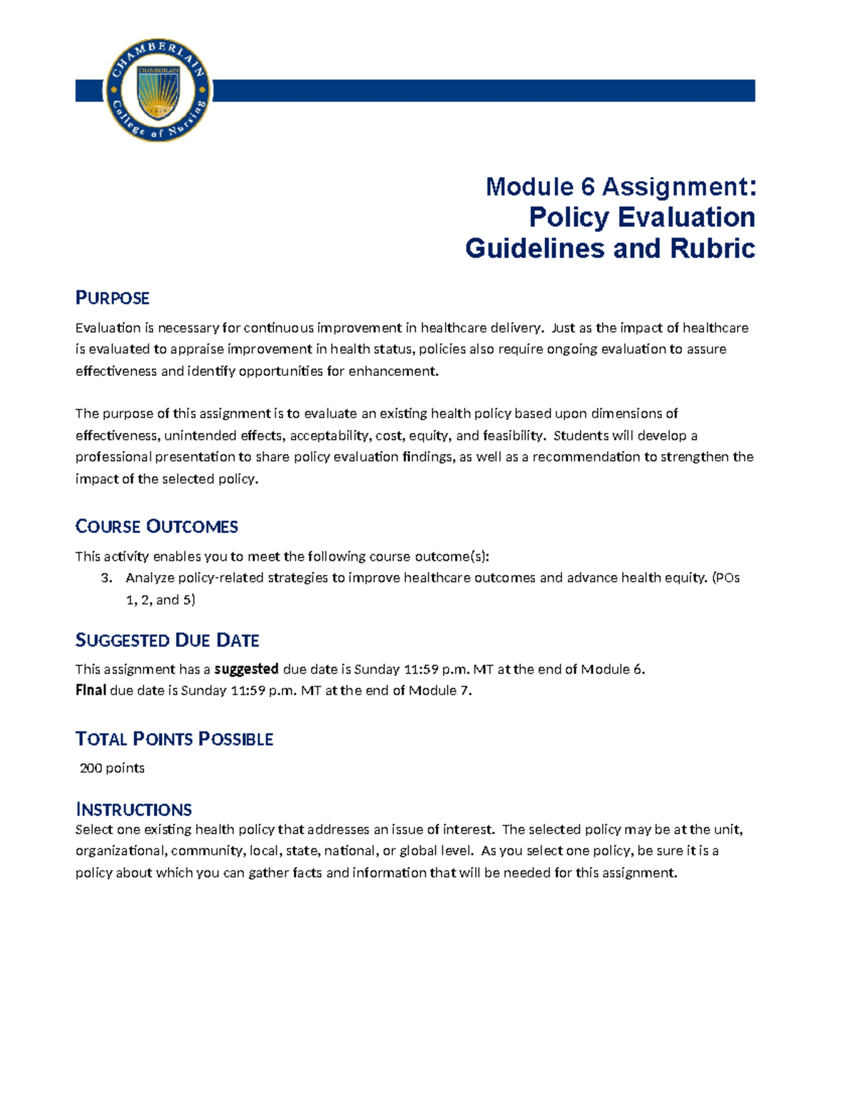 NR517 M6 Assignment Guidelines and Rubric MAR23 - Module 6 Assignment ...
