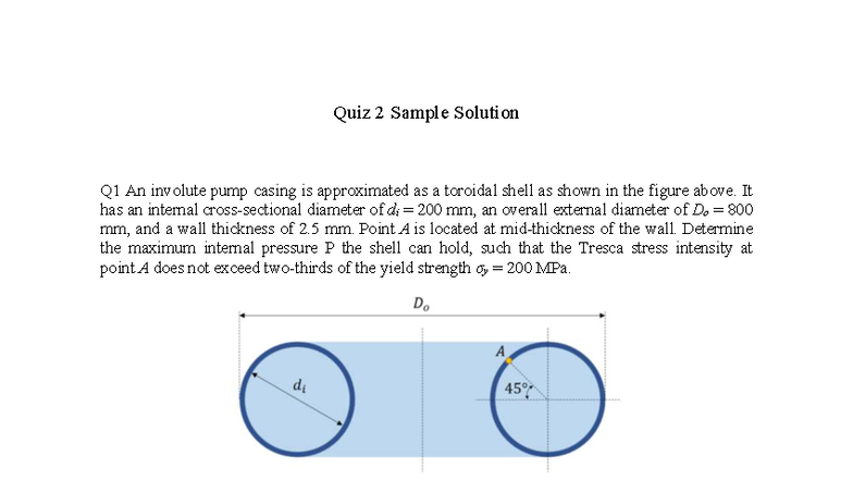 Quiz 2 Sample Solution: Involute Pump Casing Pressure Analysis - Studocu