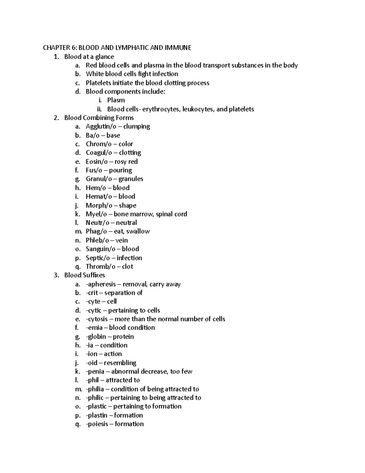 Chp 6- Blood, Lymphatic, and Immune - CHAPTER 6: BLOOD AND LYMPHATIC ...