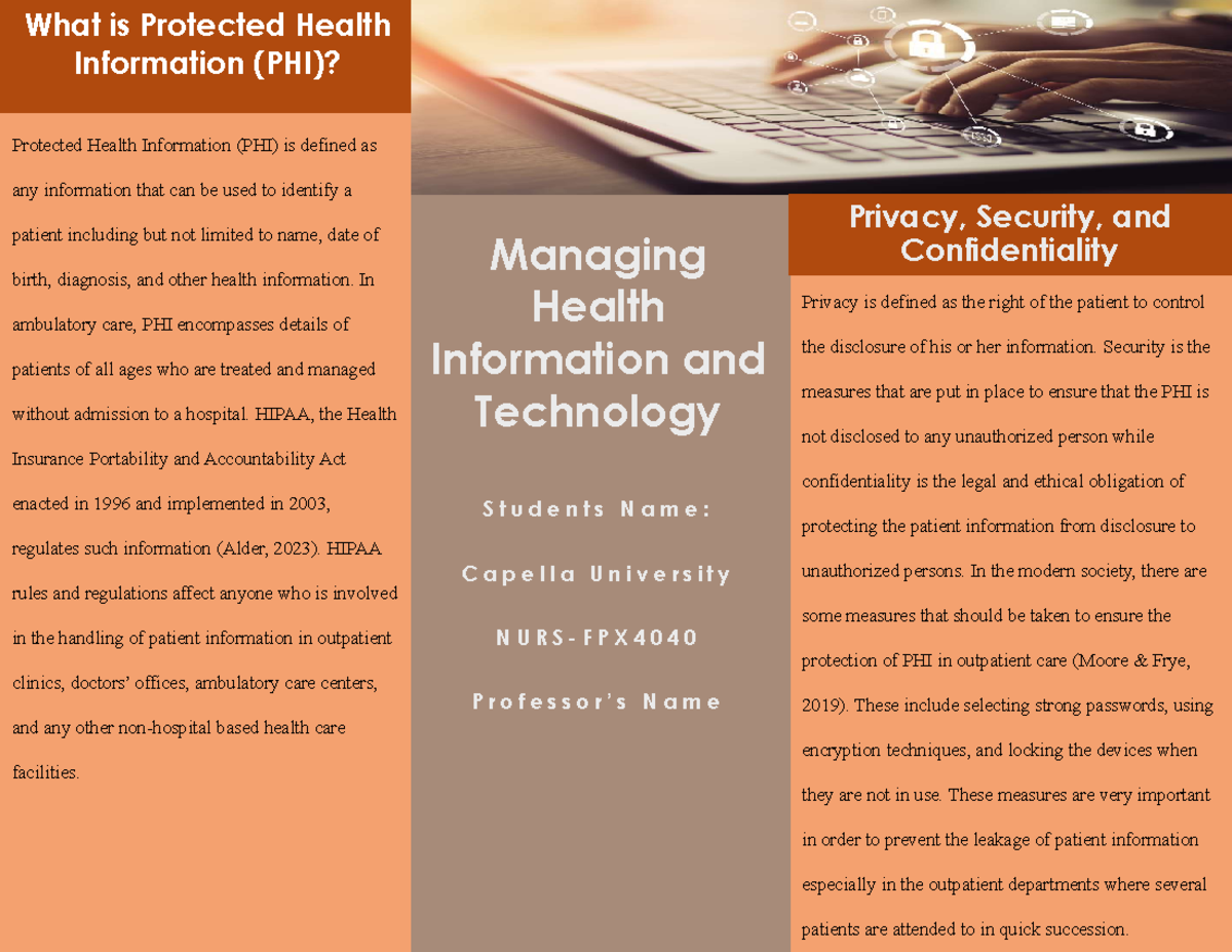 Understanding Protected Health Information (PHI) in NURS-FPX 4000 - Studocu