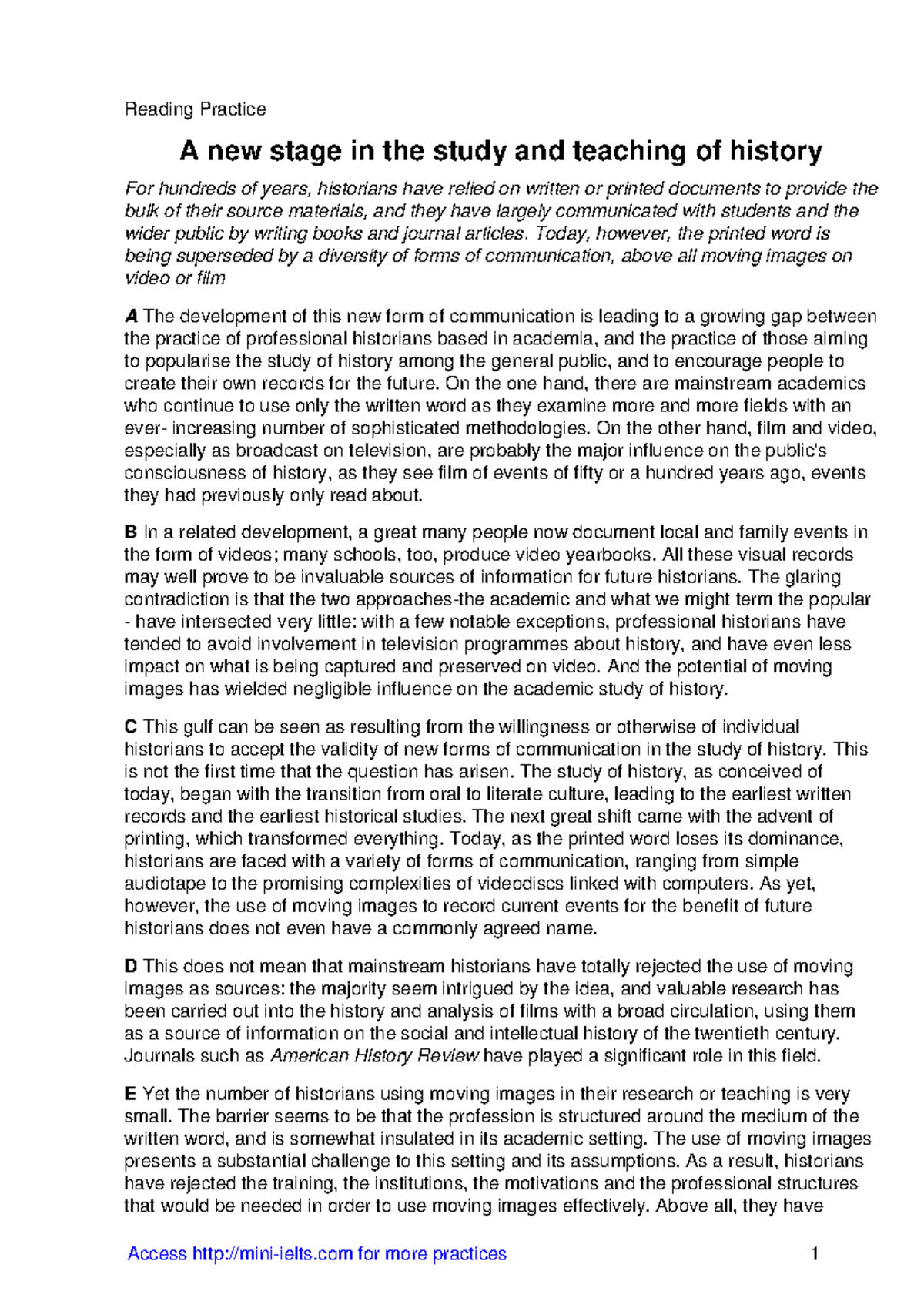 Reading Practice A New Stage In History Study Teaching Studocu