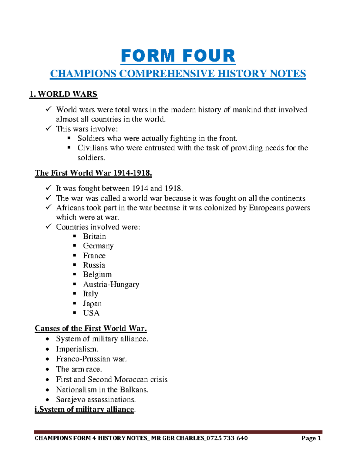History F4 Notes: Key Concepts & Events of the Final Exam - Studocu