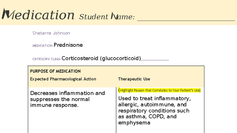 Prednisone Medication Overview - JP Case Study - Studocu