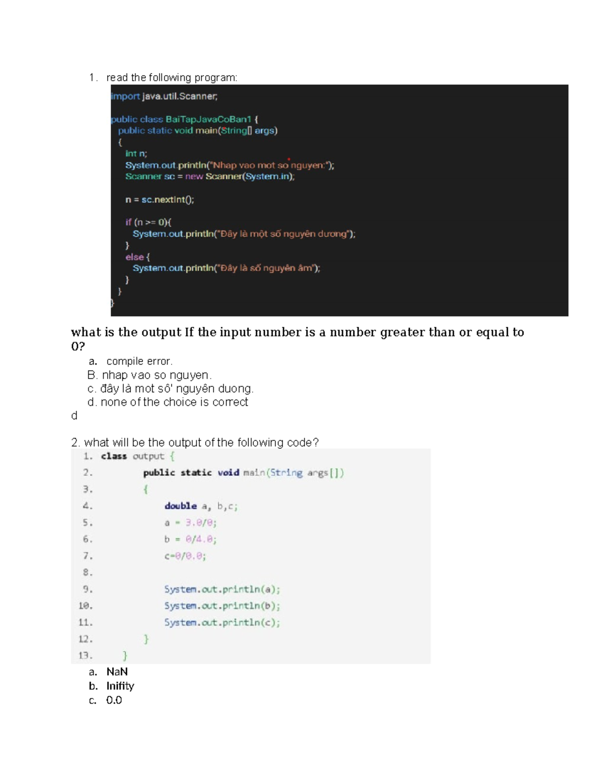 Bai Tap Java Bai Tap Java Read The Following Program What Is The