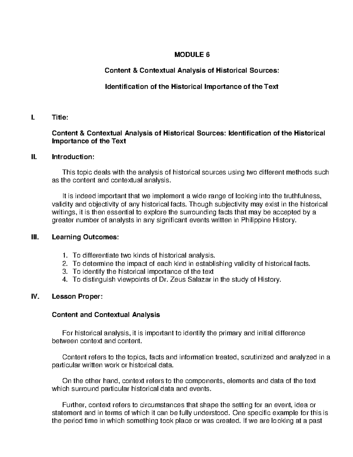 Module 6 Content Contextual Analysis of Historical Sources ...