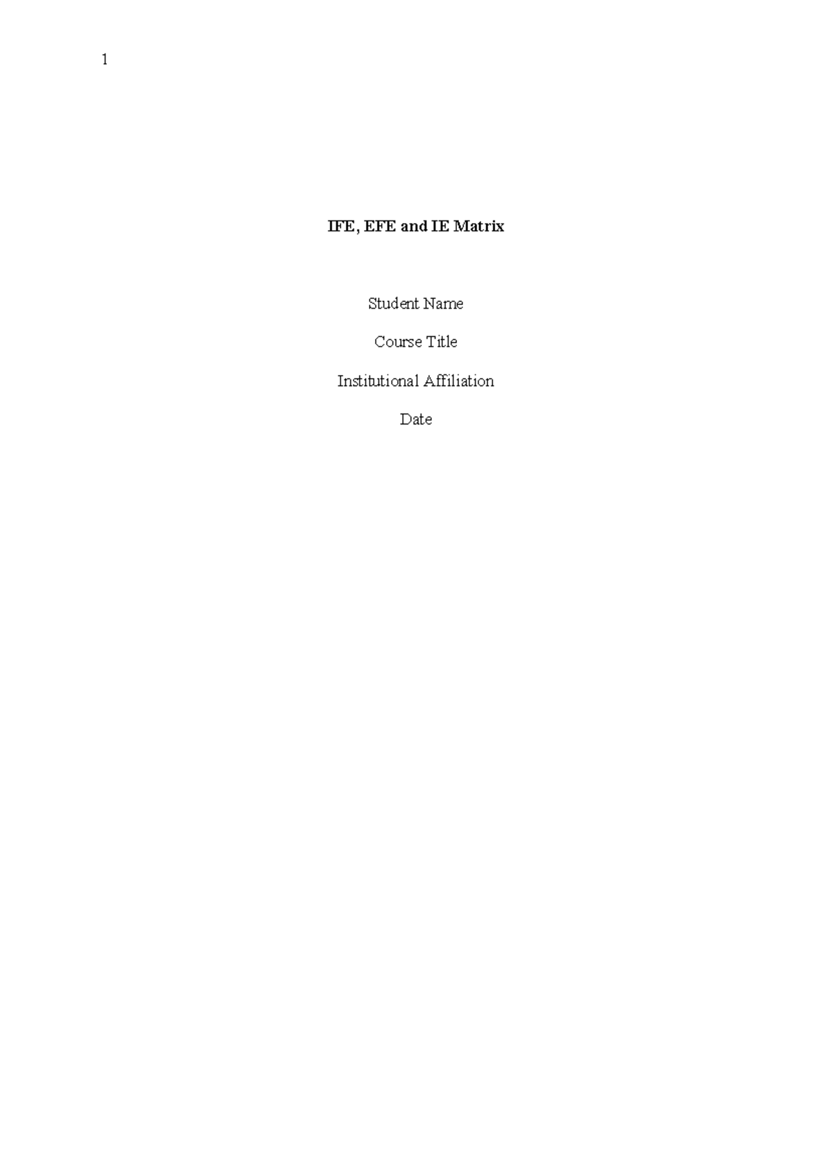 Strategic Analysis Using IFE, EFE, and IE Matrix for NOC - Studocu