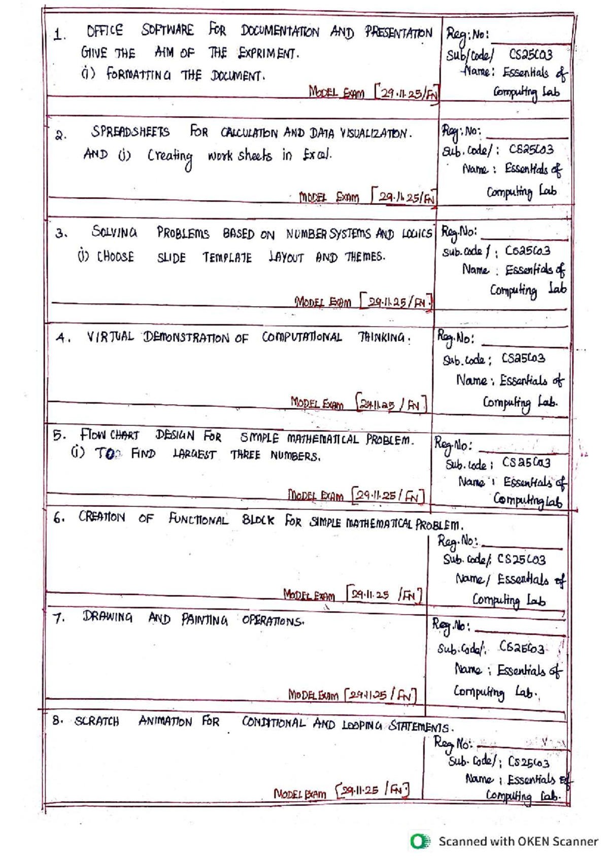 Model Exam Notes for CS25C03: Office Software & Computing Lab - Studocu