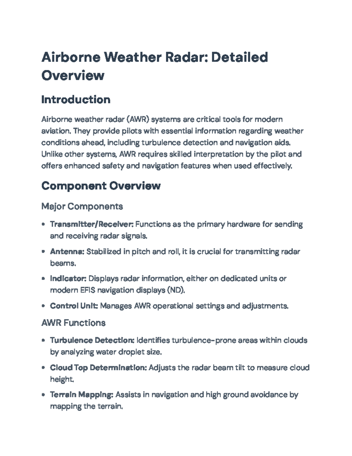 Airborne Weather Radar (AWR): Operations and Safety Insights - Airborne ...