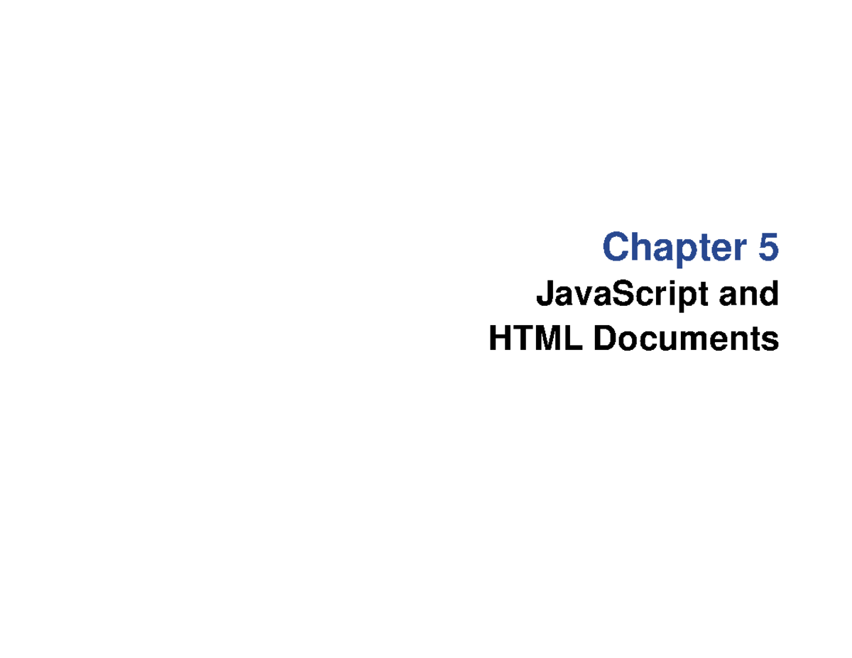JavaScript and HTML Docs: Chapter 5 Overview & Concepts - Studocu