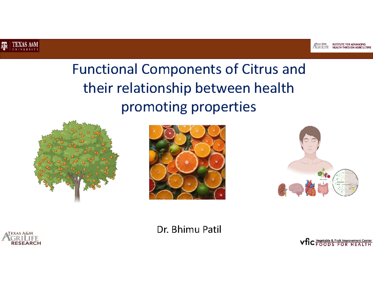 CITR 101: Distinct Biological Activities and Health Impacts of Citrus ...