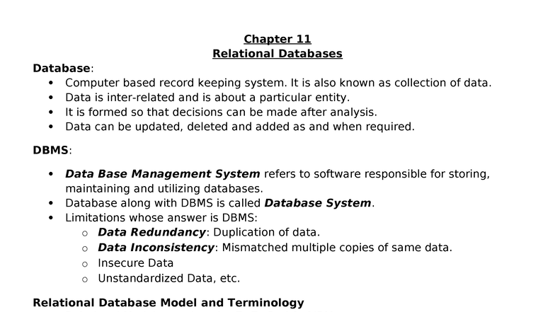 Chapter 11: Relational Databases - Computer-Based Record Keeping (CS101 ...