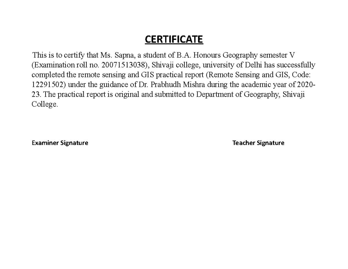 Remote Sensing and GIS Practical Report (Code: 12291502) - Studocu