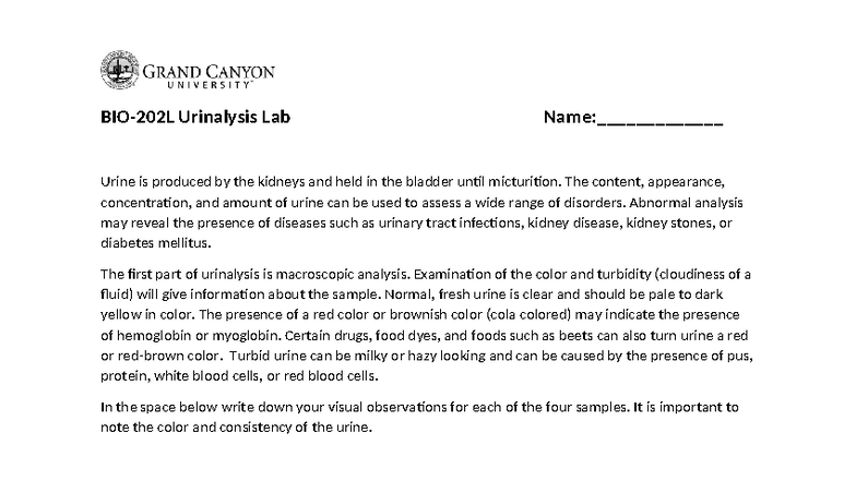 BIO 202L Urinalysis Lab: Case Studies & Analysis - Studocu