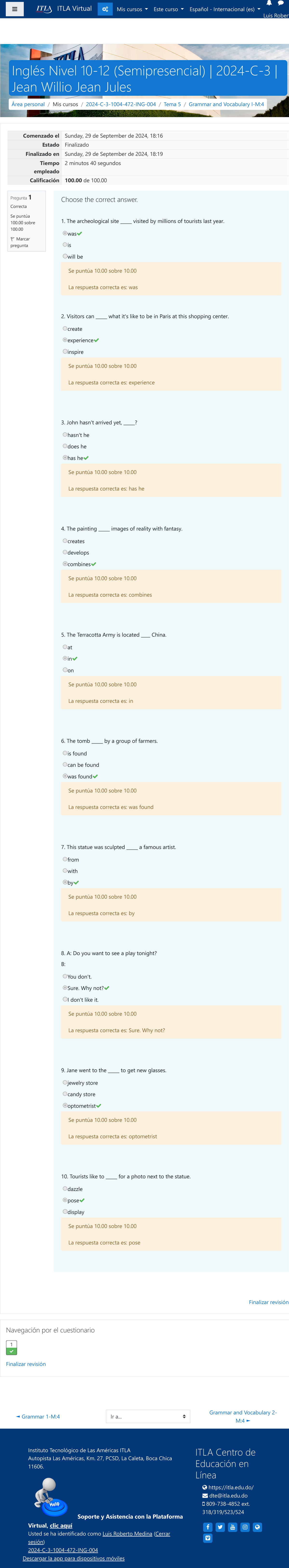 Grammar and Vocabulary I-M 4: Review of Attempt - 2024-C-3 - Studocu