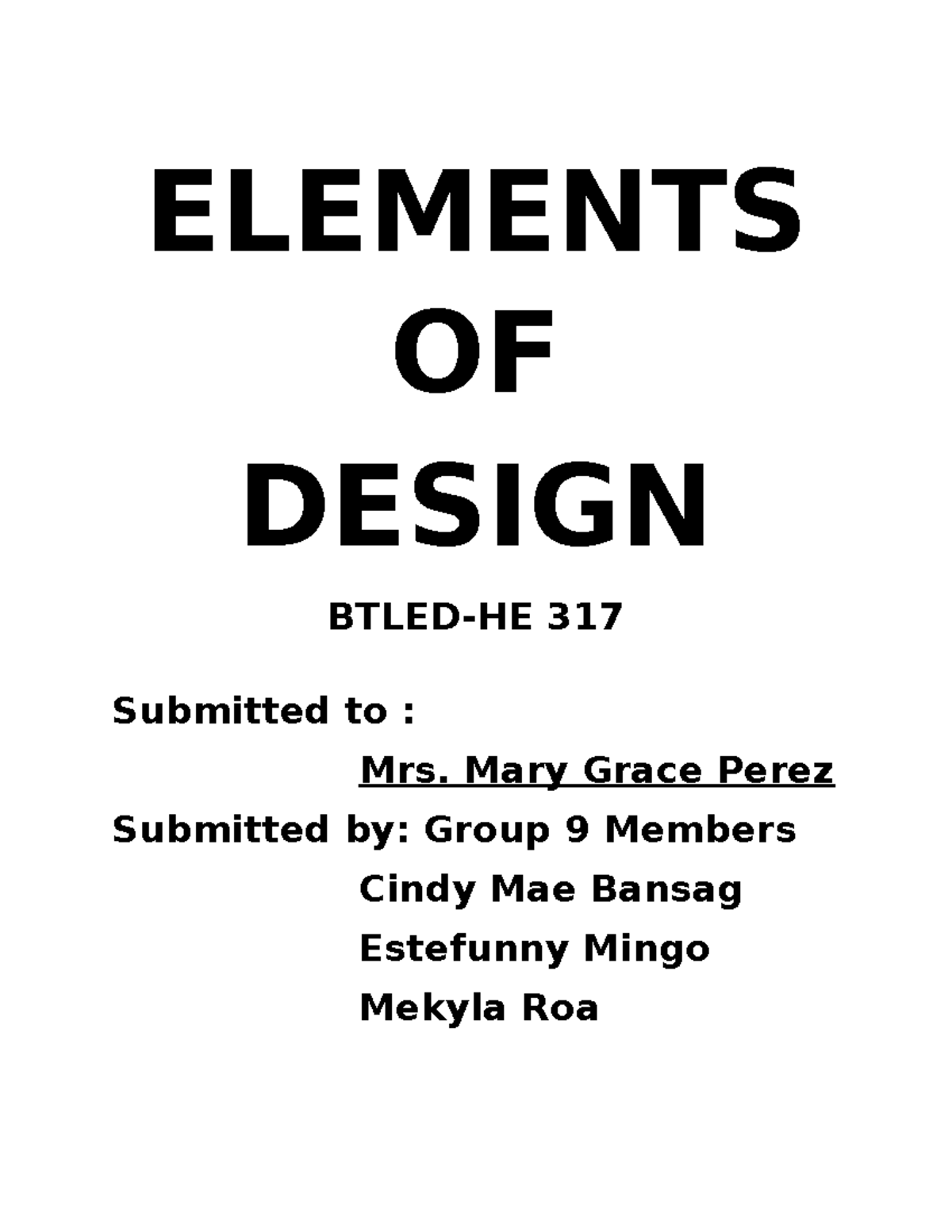 Elements of Design 317: Color, Line, and Shape Analysis - Studocu