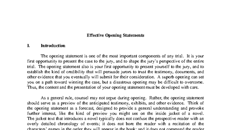 Effective Opening Statements: Key Strategies for Trial Success - Studocu