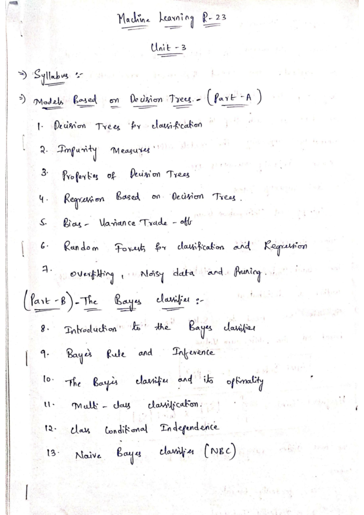 ML Unit 3: Decision Trees & Random Forest Classification Overview - Studocu