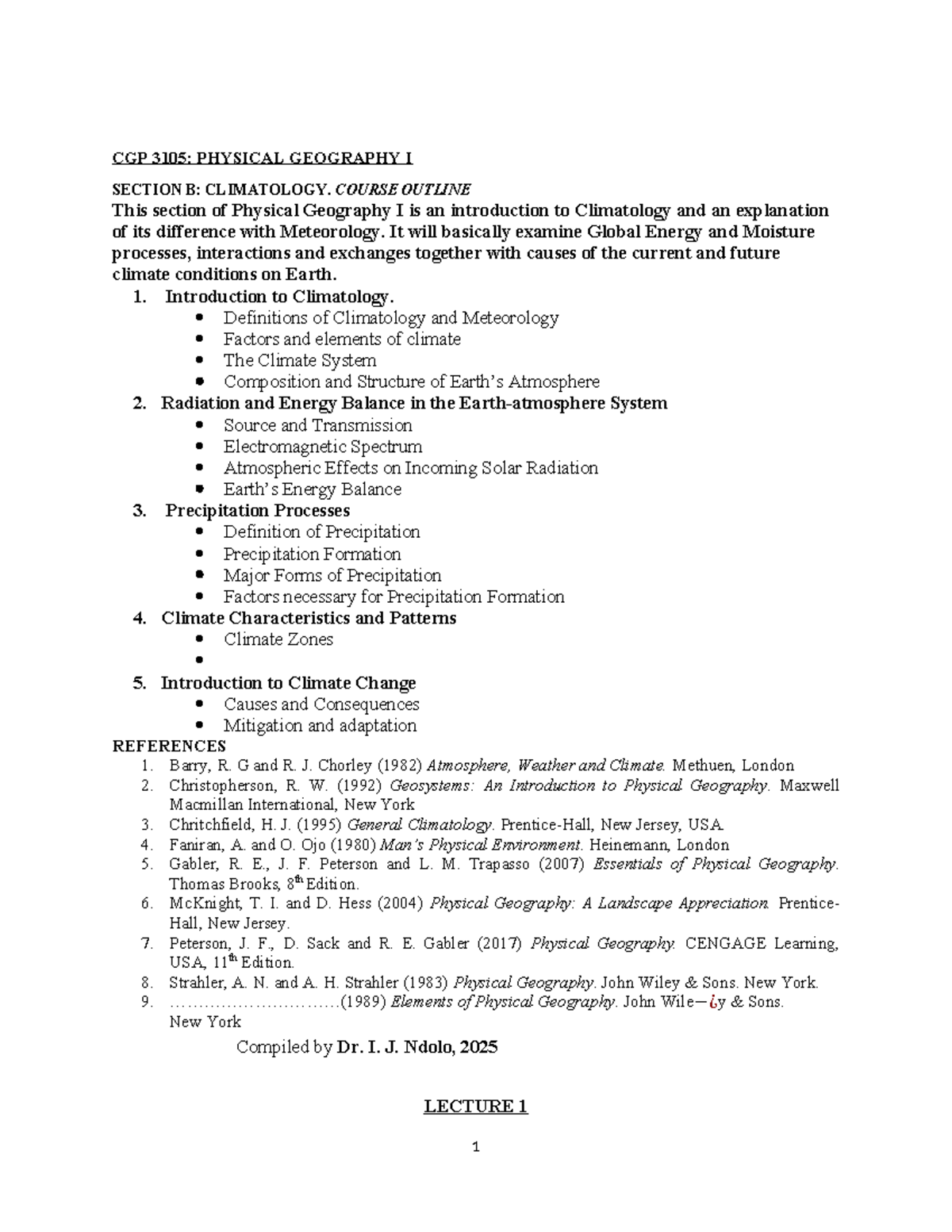 CGP 3105: Physical Geography I - Climatology Course Outline and Notes ...