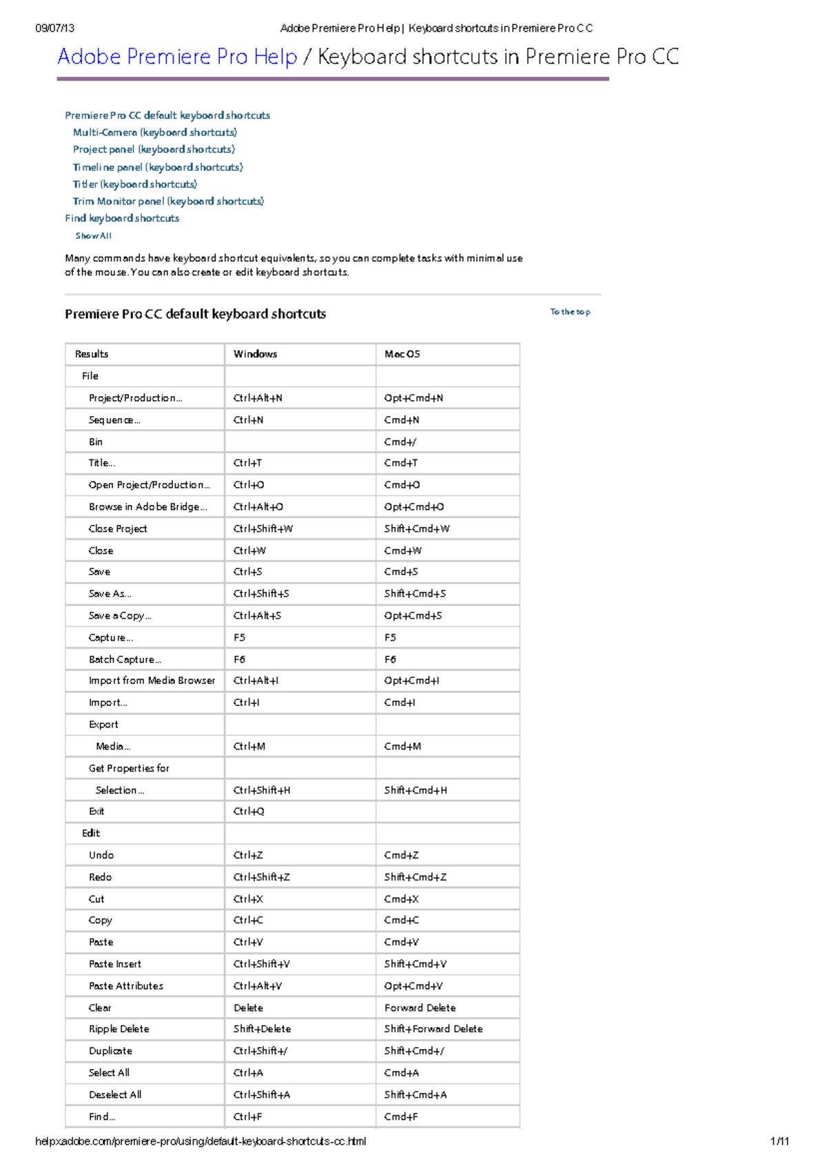 Adobe Premiere Pro CC: Comprehensive Keyboard Shortcuts Guide - Studocu