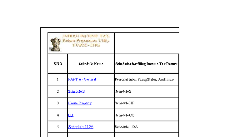 Income Tax Return Schedules Overview for Filing (ITR-2023) - Studocu