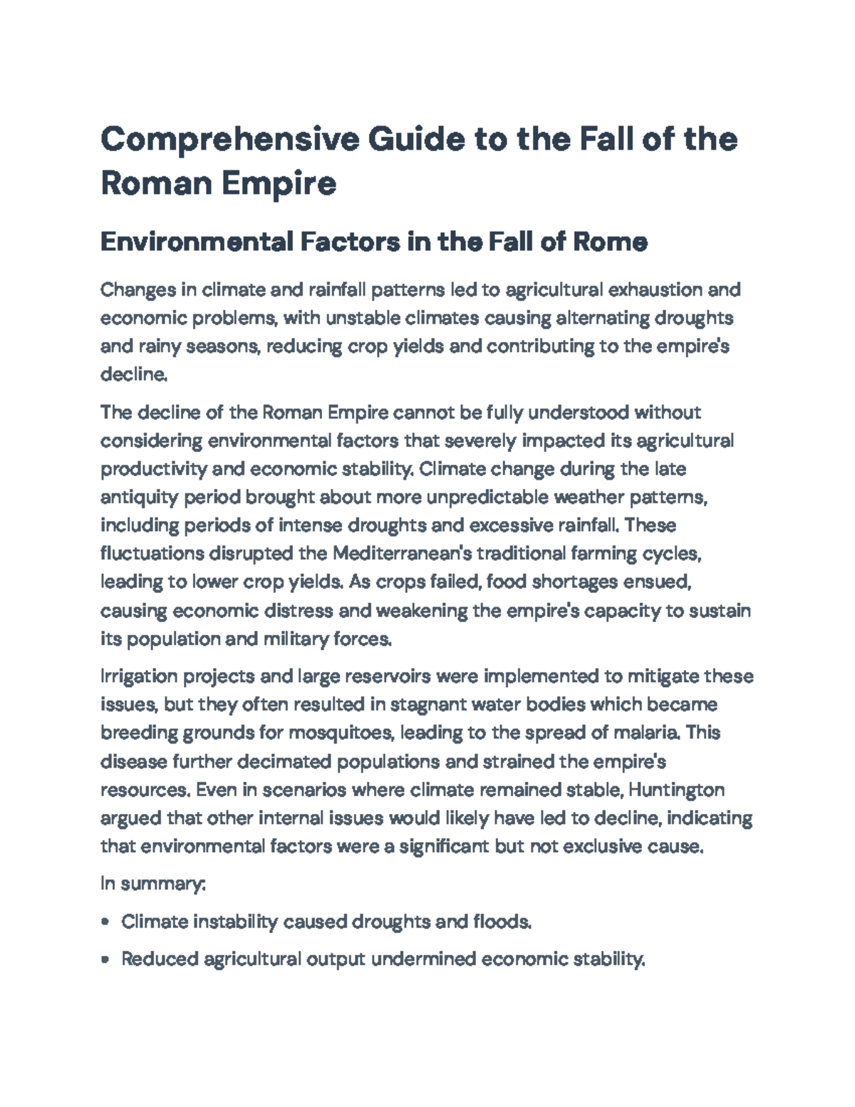 Comprehensive Analysis of the Fall of the Roman Empire: Causes ...