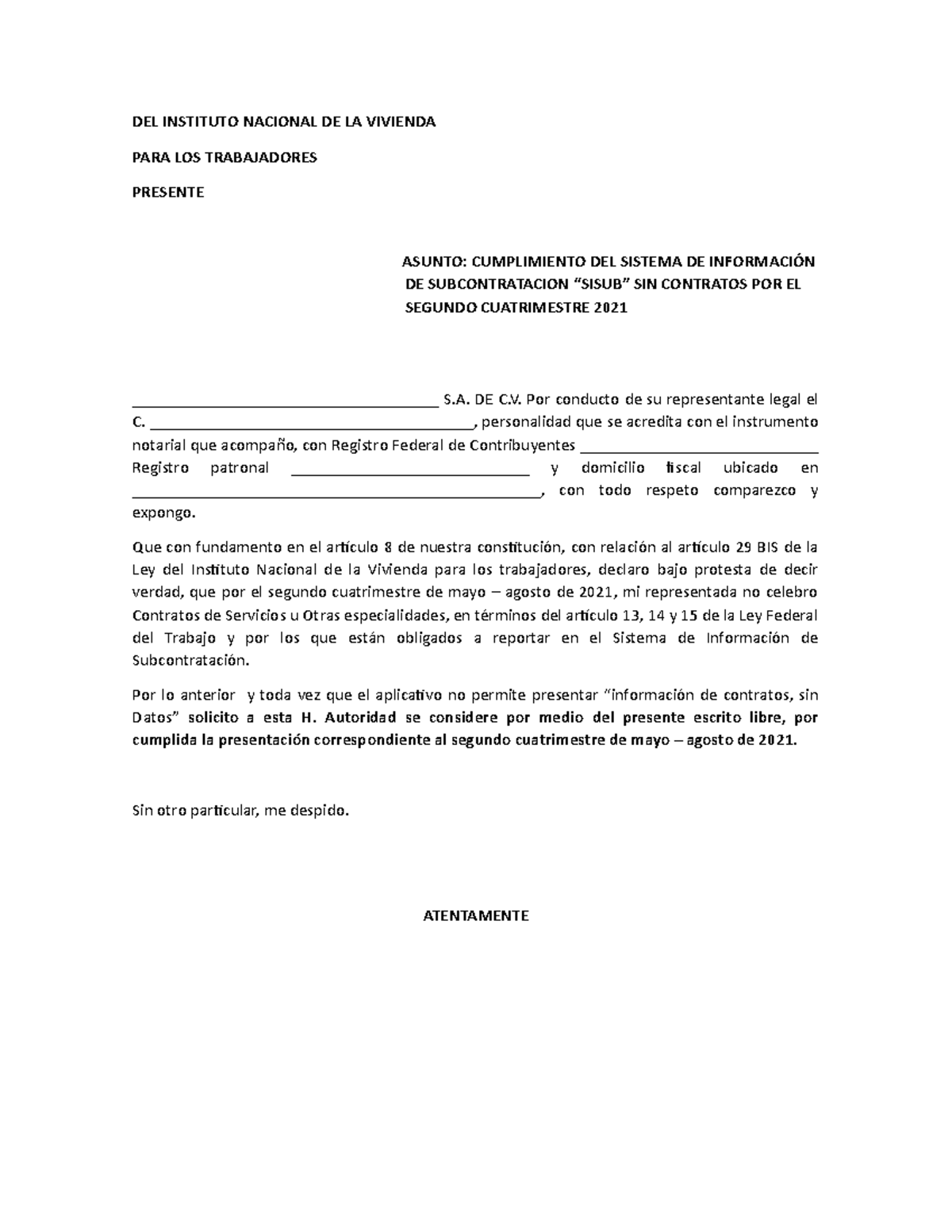 Escrito Libre sobre Cumplimiento de SISUB - 2do Cuatrimestre 2021 - Studocu