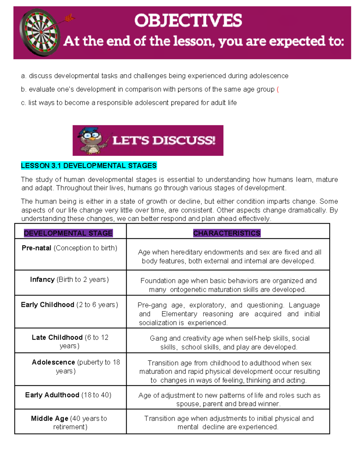 Perdev M3 - Developmental Stages and Tasks in Adolescence Lesson - Studocu