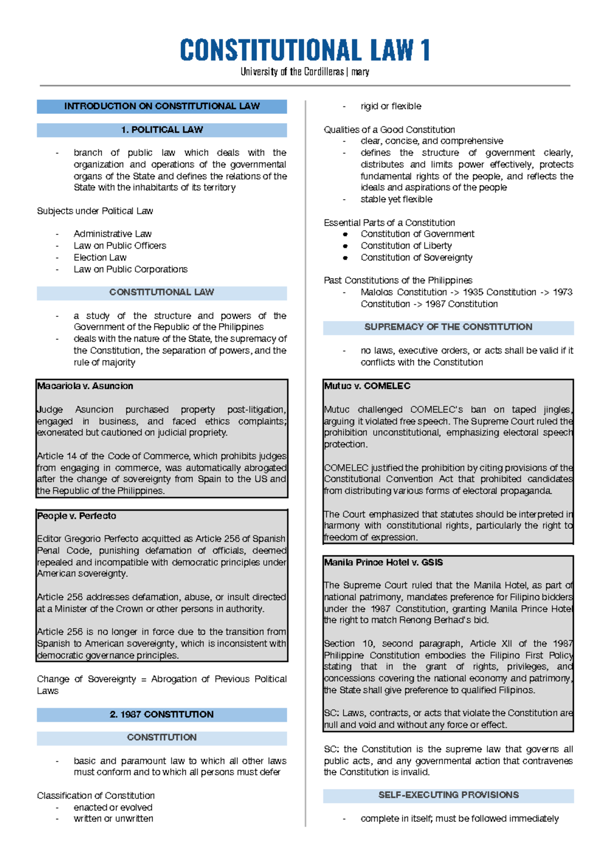 Constitutional Law 1: Introduction to Citizenship and Political Law ...