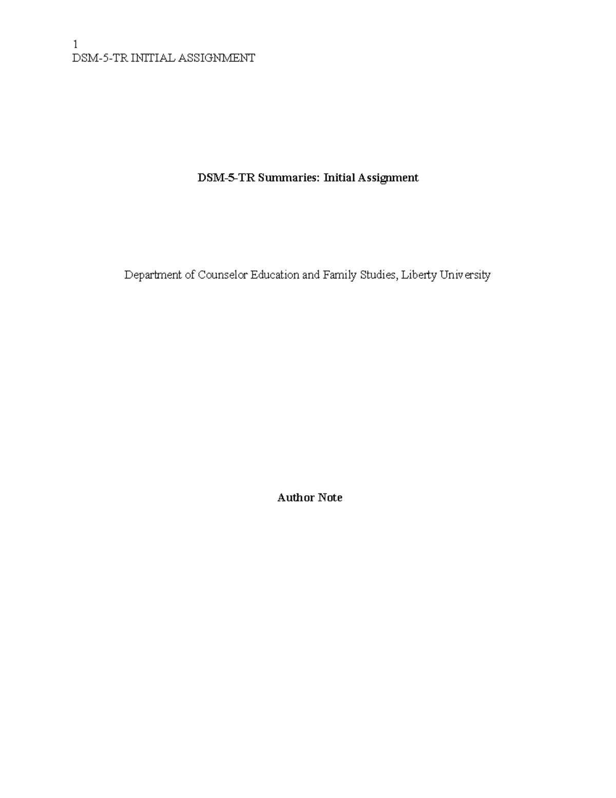 DSM-5-TR Initial Assignment: Analysis of Bipolar, Depressive, and ...