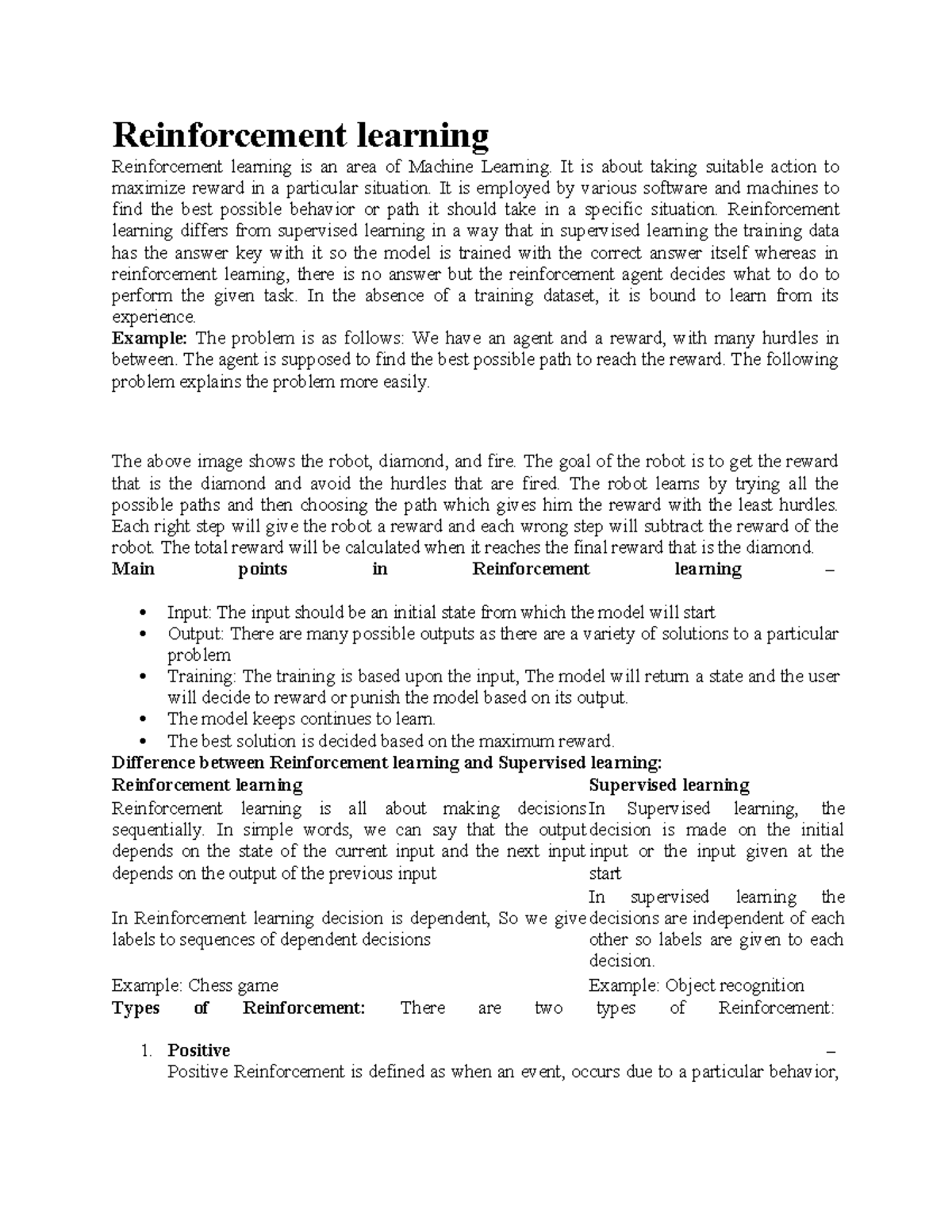 Reinforcement Learning Overview - PAI ML - UNIT 5 Notes - Studocu