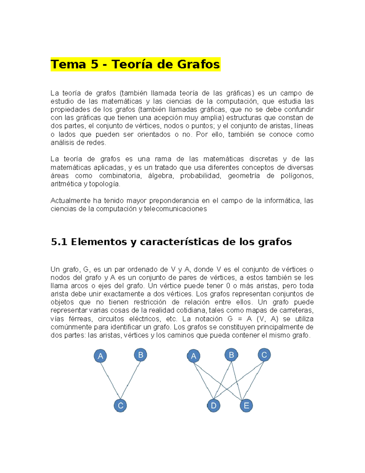 TEMA 5 Teoría de Grafos: Fundamentos y Aplicaciones en Informática ...