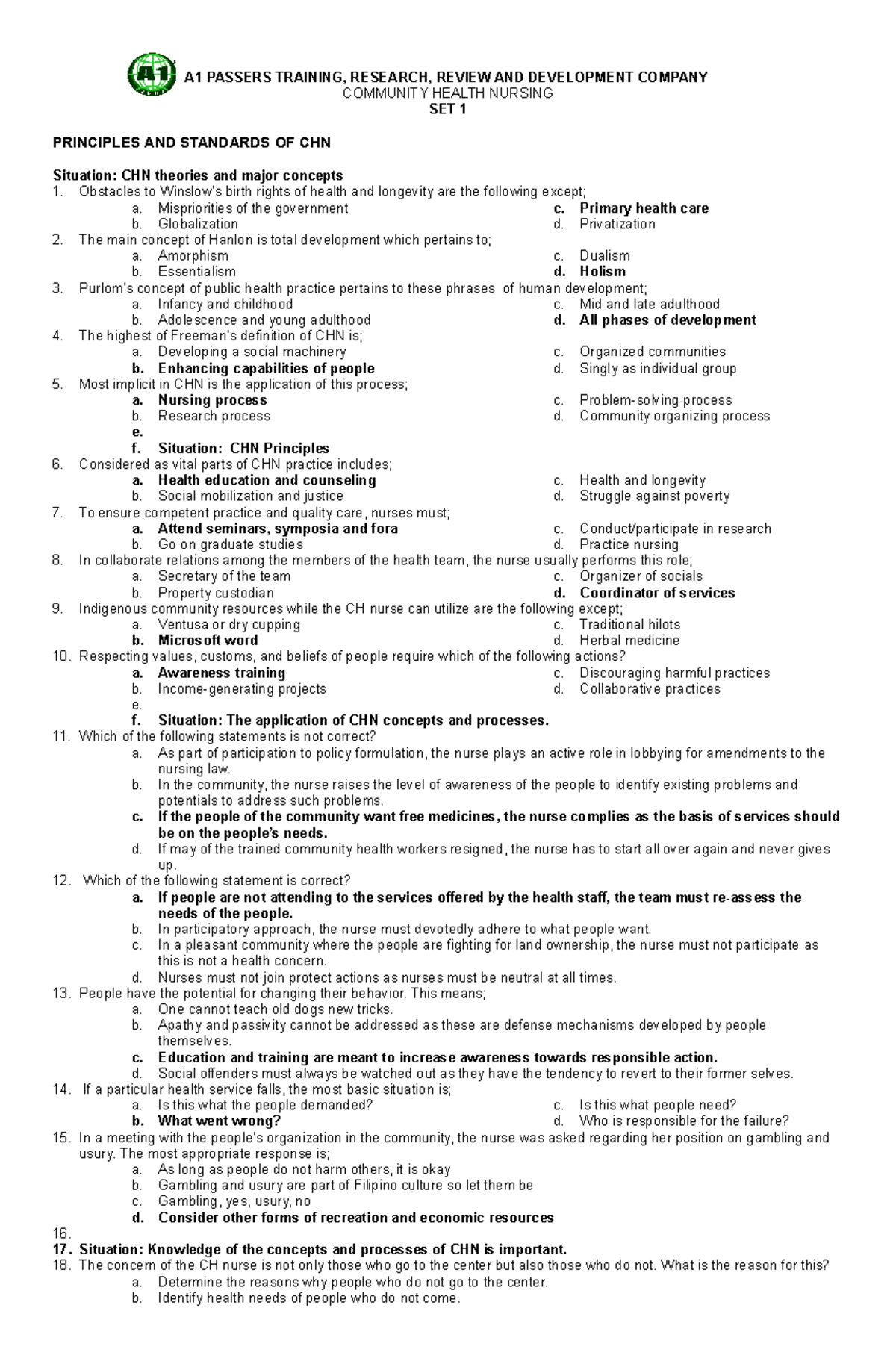 CHN-102 - Community Health Nursing Principles & Concepts Study Notes ...