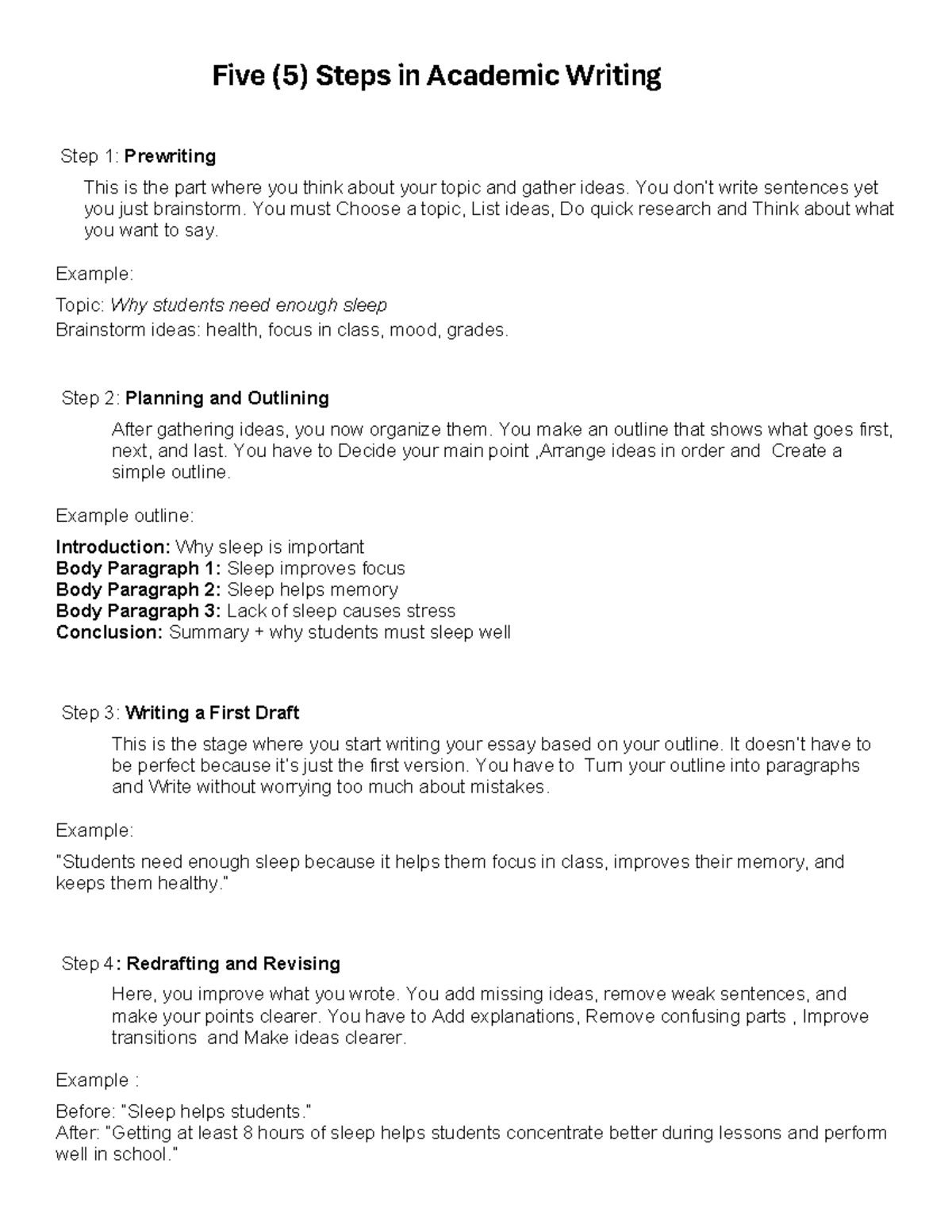 Five Steps to Effective Academic Writing GE2 - Studocu