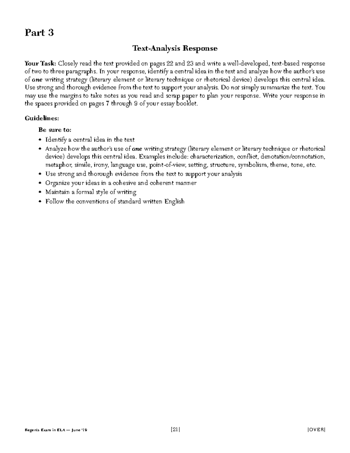 ELA Regents 19: Text Analysis of Literary Techniques and Themes - Studocu