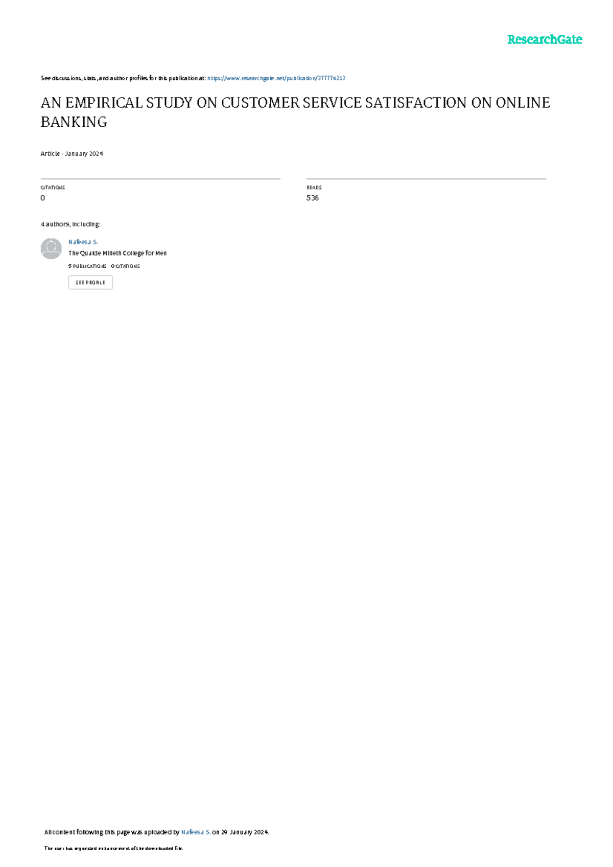 AN EMPIRICAL STUDY ON CUSTOMER SERVICE SATISFACTION IN ONLINE BANKING ...