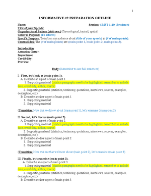 Problem-Solution Outline - CMST Persuasive Outline 1 PERSUASIVE SPEECH ...