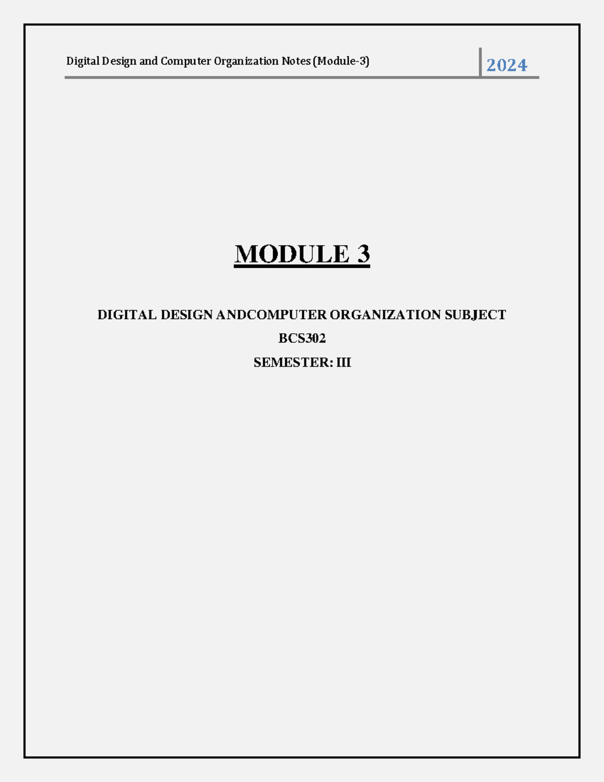 BCS302 Digital Design & Computer Organization Notes - Module 3 - Studocu