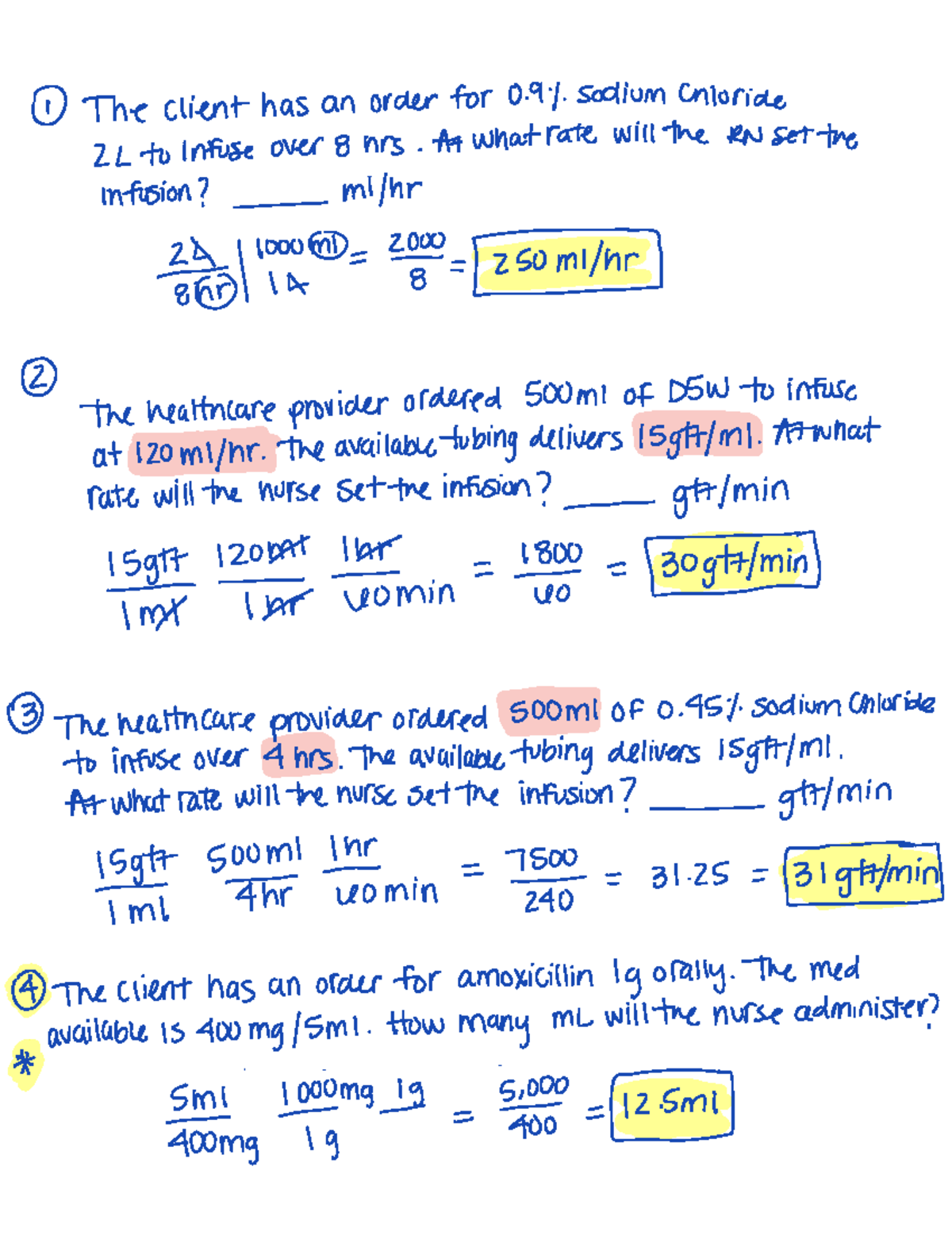 Med Calculation Practice Exam Example 2: Infusion Rates & Dosages - Studocu