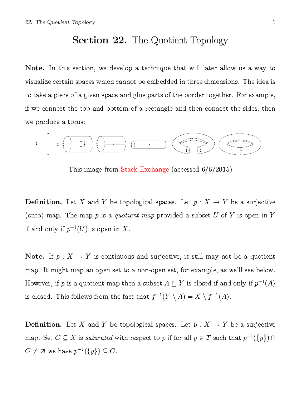 Munkres 22: The Quotient Topology - Key Concepts and Examples - Studocu