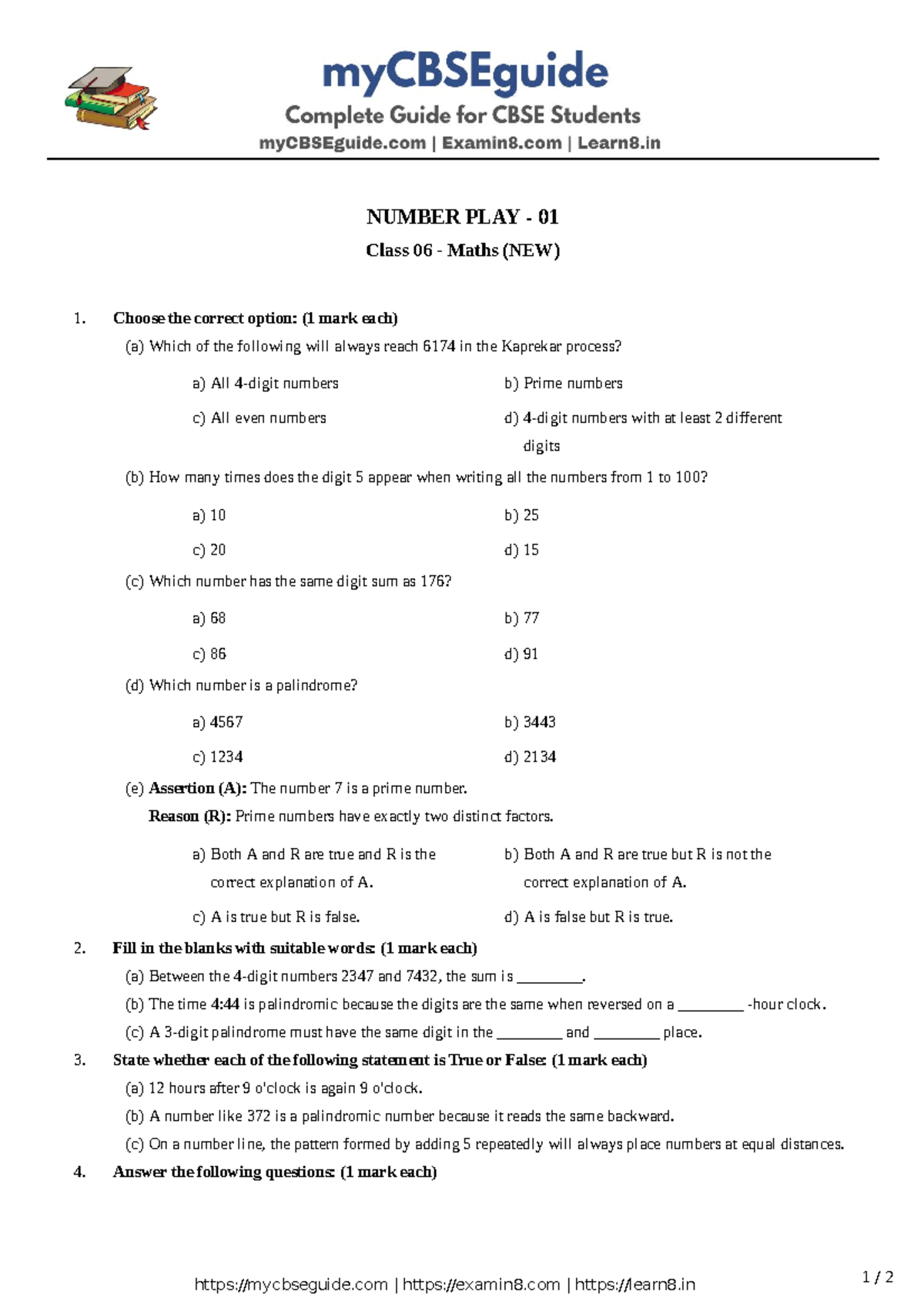 Gr6 Ch3 Number Play - Practice Worksheet (NEW) - Studocu